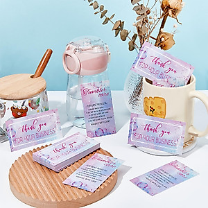 PLIGREAT 120 Pcs Cup Care Instructions Cards, Tumbler Cups Care Cards, Cup Cleaning Care Directions Cards for Handmade Mug Online Shop Owners Package Insert Card for Small Business Thank You Card