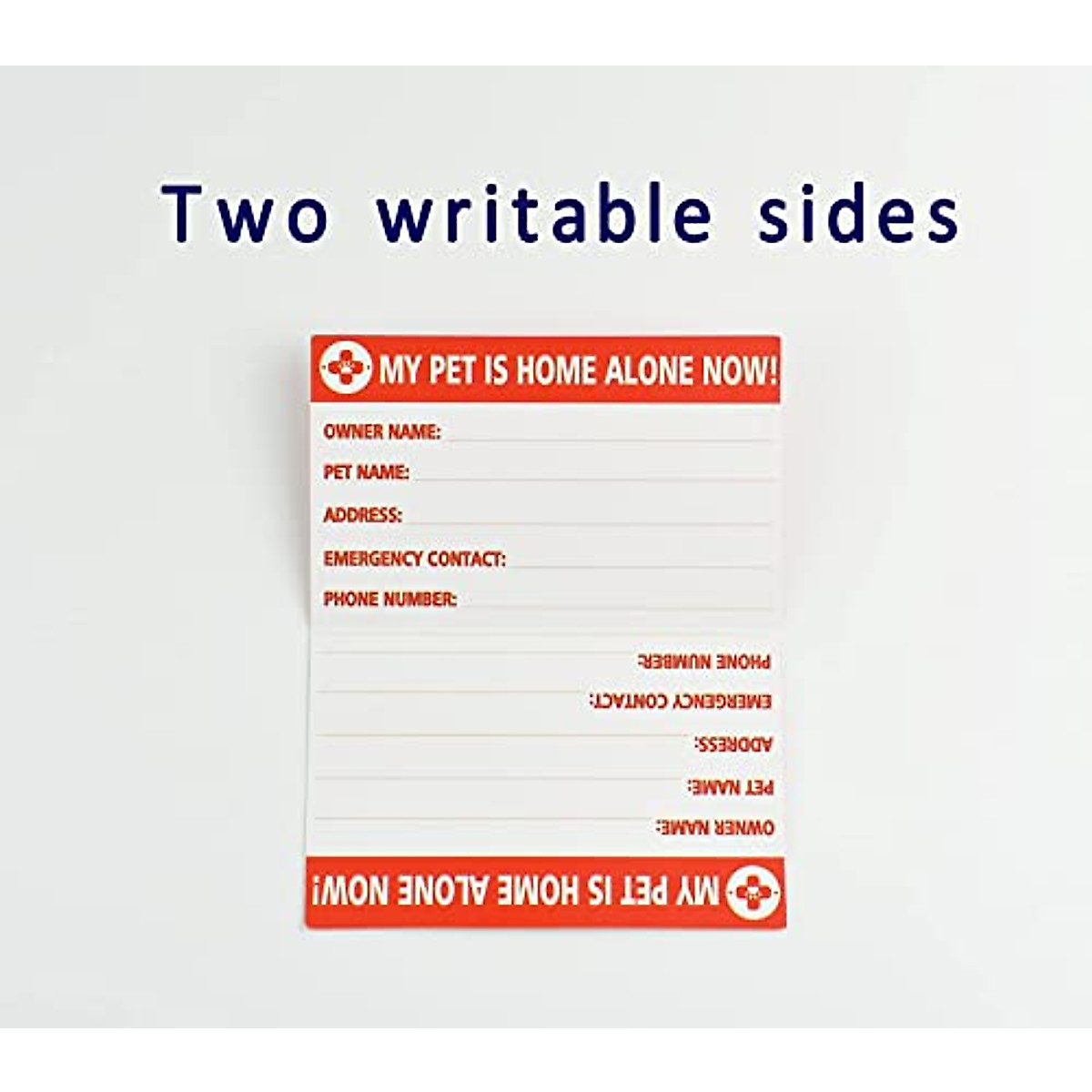 CloceanBrand My Pets, Dogs & Cats are Home Alone Alert Key Tag Keychain Emergency Contact Wallet Card Folded - 2 Writable Back Sides