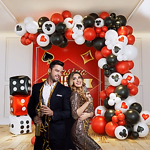 Belscebels Casino Theme Party Decorations, Red White Black Casino Balloons Garland Arch Kit, Las Vegas Themed Party Decorations, Casino Night Poker Birthday Party Decorations