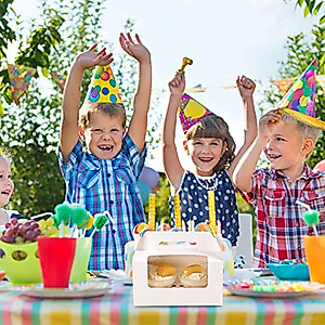 20 Pcs Cupcake Boxes, 2 Holders Cupcake Containers Muffins Cupcakes Carriers Holder Pastry Containers Favor Candy Treat Boxs Bakery Boxes with Window & Handle for Wedding Birthday Party (White)