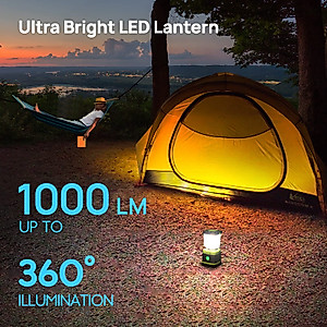 LED Camping Lantern Rechargeable, Consciot Camping Lights, 1000LM, 4 Light Modes, 4400mAh Power Bank, IPX4 Waterproof, Dimmable Tent Lights for Emergency, Power Outages, USB C Cable Included, 2 Pack