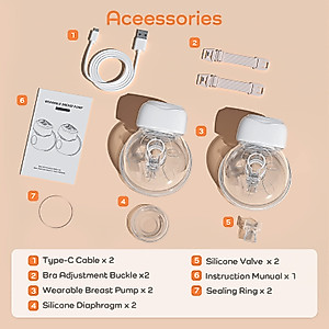 Breast Pump Hands Free Breast Pump, Wearable Breast Pump with Soft Double-Sealed Flange, Wireless Electric Breast Pump with 3 Modes & 9 Levels, No Leakage