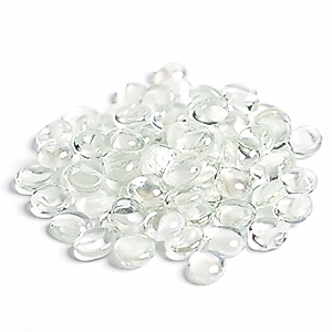 High Luster Reflective Fire Glass Gravel,Fire Gems,Fire Drops,Fire Glass Pebbles Stones Beads Chips for Fish Tank Aquarium Succulent Garden Decoration,17-19mm(3/4''),335g/0.78lb (Floral White)