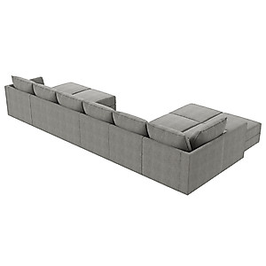 HONBAY Modular Sofa Couch with Storage Seats U Shaped Modular Sectional Sofa with Reversible Chiase Oversized Modular Sofa Sleeper Set with Ottomans, Grey