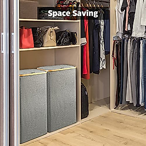 ZANHIX 110L Laundry Hamper with Lid, Removable Inner Bag and 2 Mesh Bags, Large Laundry Basket, Grey Clothes Hampers for Laundry with Lid for Bedroom and Bathroom