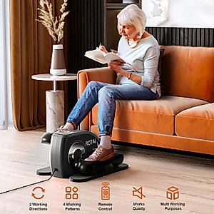 Under Desk Elliptical Machine for Seniors Rehab Electric Seated Leg Foot Pedal Exerciser Bike, Portable Trainer for Home & Office with Remote and LCD Monitor (Black)