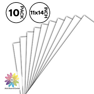 Mat Board Center, Pack of 10 11x14 White Uncut Mat Boards, Acid Free, 4-Ply Thickness, White Core, Great for Pictures, Photos, Framing Backing