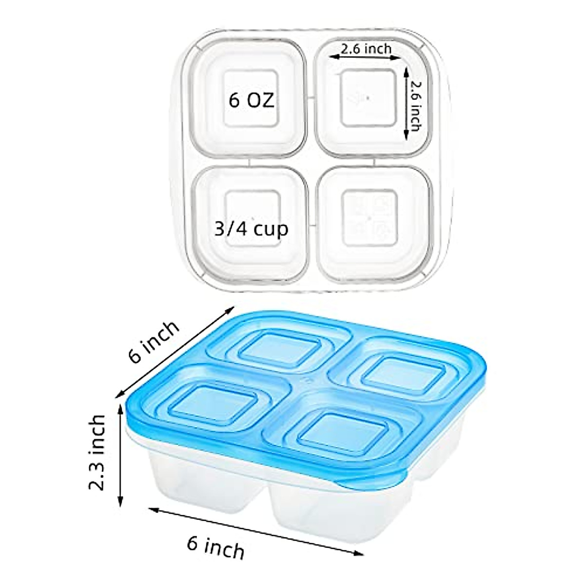 AVLA 10 Pack Bento Snack Boxes, Reusable Meal Prep Containers, 4-Compartment To Go Bento Lunch Boxes for Kids, Stackable Divided Food Storage Containers for School, Work and Travel