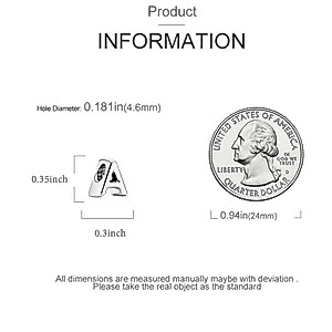 PARCOM Initial Charm S925 Sterling Silver Charms for Bracelets Alphabet A Letters Bead Bracelet for Women Christmas Birthday Charm Bracelets Necklace Pendent Anklet DIY Jewelry
