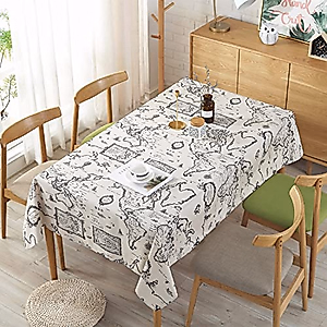 LOONELO World Map Cotton Linen Tablecloth,Antique Map Printed Tablecloth,Washable Retro Style Rectangle Table Cover for Dinner,Party,Picnic,Home Decor (55.1X98.4 inch)