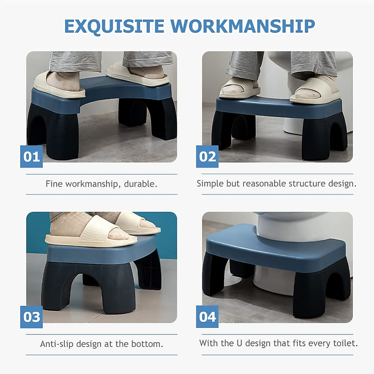 Housoutil Potty Toilet Stool Squatting Poop Stool Baby Step Stool for Bathroom Non-Slip Potty Stool for and Adults in Bathroom Toilet Blue