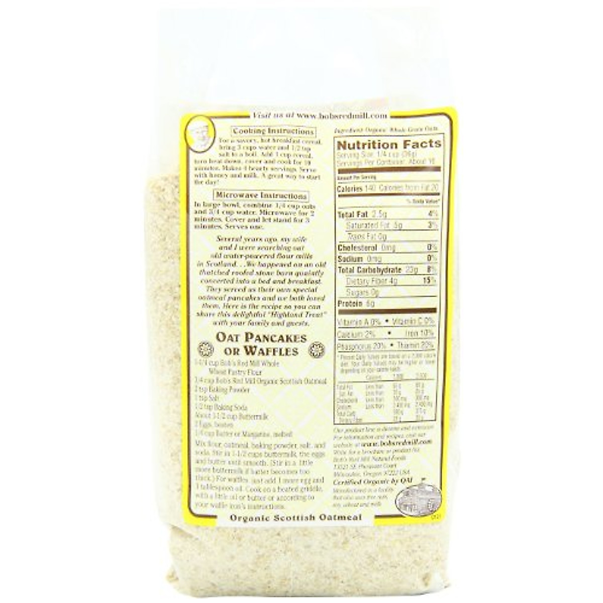 Bob's Red Mill Organic Scottish Oatmeal, 20 Ounce Bags (Pack of 4)