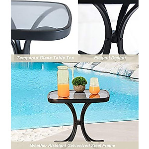 PatioFestival 3 Pieces Patio Chaise Lounge Chairs Set Adjustable Back All Weather with Bistro Table(Beige)