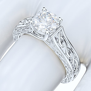 PRSTANI Sterling Silver Twisted Infinity Patterned 1CT Simulated Round Brilliant Cut Diamond Solitaire Promise Engagement Ring (7)