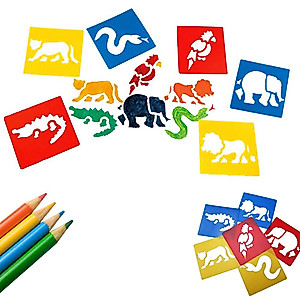 Lependor 36 Pieces Plastic Drawing Painting Stencil Templates for Kids Crafts - Washable Template for School Projects - Random Colors