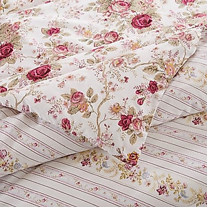 Greenland Home Antique Rose 100% Cotton Floral Duvet Cover Set, 3-Piece King/Cal King, Ivory