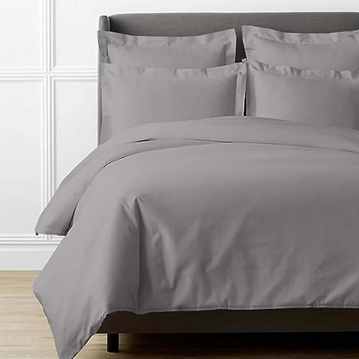 Kotton Culture Plush Modern Duvet Cover Set 3 Piece with Zipper Closure & Corner Ties 100% Egyptian Cotton 1000 TC Luxury 1 Duvet Cover 2 Pillow Shams (California King/King Silver)