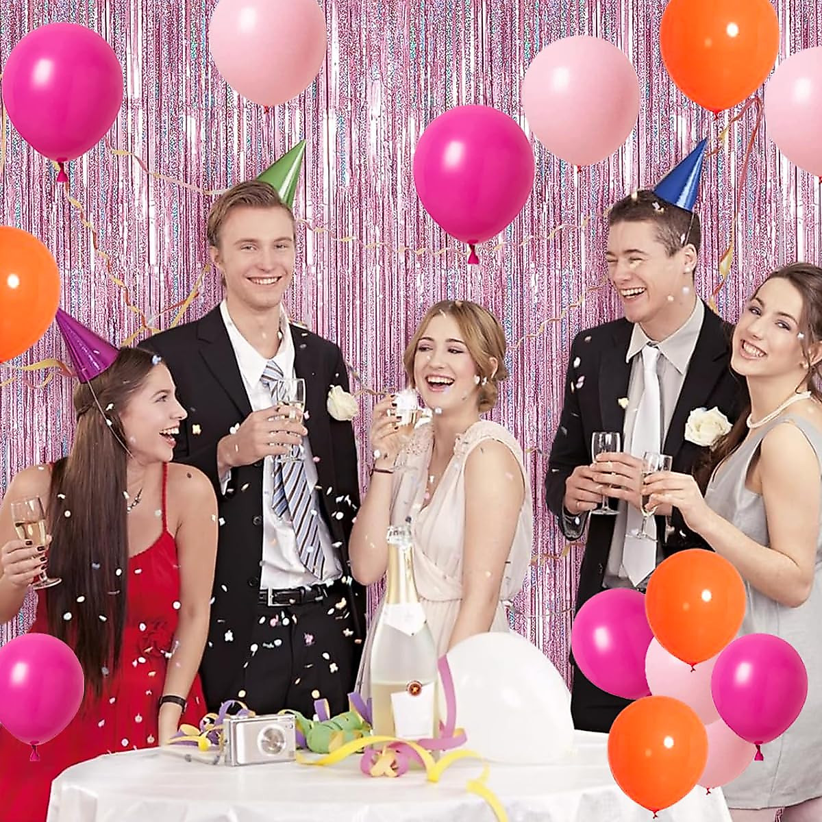 Pink Orange Balloons Garland Arch Kit- Rose Red, Light Pink Balloons Pink and Orange Balloons for Wedding Bridal Shower Bachelorette Birthday Christmas Valentine Party Decorations