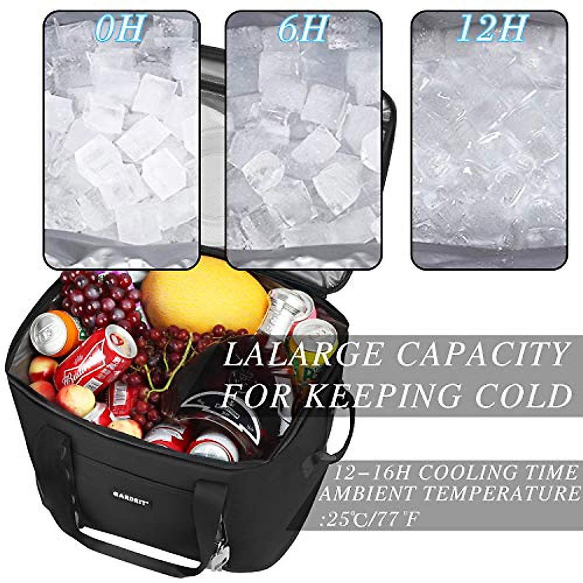 GARDRIT 16/30/60 Can Large Cooler Bag - Collapsible Insulated Lunch Box, Leakproof Cooler Bag Suitable for Camping, Picnic& Beach (39L)