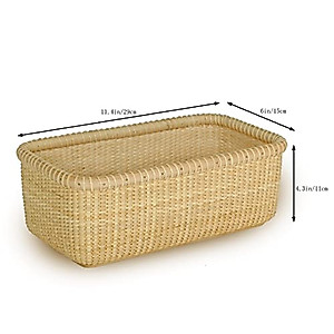 Teng Tian Basket Natural Rattan Wooden Storage Box -Cane-on-cane weave Nantucket Basket– Cabinet and Shelf Basket Organizer with - Multi-Purpose Organizer