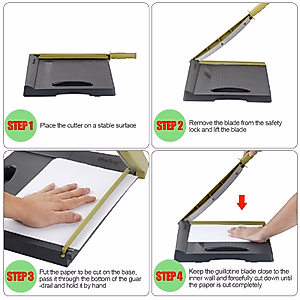 12" Cut Length Guillotine Paper Trimmer, 16 Sheets Capacity Paper Cutter for Paper Photo Card Stock,Handhold Folding Gridded Photo Cutter