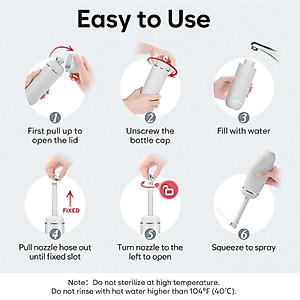 Easy@Home Portable Bidet for Travel: Handheld Sprayer Kit - Personal Hygiene Peri Bottle for Women & Men | Perineal & Postpartum Care Essentials | 380mL (12.8 oz) Large Capacity Bottle | EPB-01 Grey