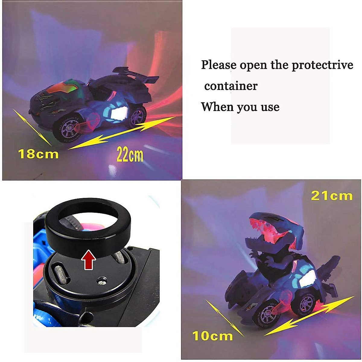 HENGBANG Transforming Toys, Dinosaur Cars Combined Into One,Automatic Transformation, Transformation of Dinosaur LED Cars, Lamps (Blue)