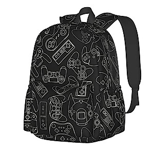 Oplp Video Game Controller Background Gadgets Large Capacity Backpack Lightweight Personalized Laptop Bag Tablet Travel School Bag with Multiple Pockets