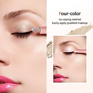 LAMUSELAND 2Pcs/set Matte Velvet Earphone Lipstick with 2Pcs/set Glitter Shimmer Eyeshadow Sticks