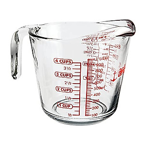 Anchor Hocking Glass Measuring Cup, 4 Pieces, Set Includes 5 oz, 1-cup, 2-cup, 4-cup