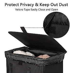 WOWLIVE 100L Laundry Hamper with Lid, Large Foldable Laundry Basket with 2 Removable Bags and Handles, Tall Collapsible Dirty Clothes Hamper for Laundry Room, Bathroom, Dorm (Black)