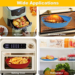 2 Pack Air Fryer Silicone Liners 8.5 Inch Foldable Silicone Air Fryer Basket Liners Reusable air fryer Silicone Pot Non Stick Food Safe Oven Silicone Baking Liners for 5 to 7 QT Air Fryer with Gloves