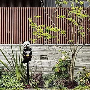 PRTECY 2Pcs Panda Solar Garden Stake Lights Outdoor Waterproof Resin Panda Solar LED Light with Stake Cute Figurine Panda Sculpture Ornaments for Garden Lawn Patio Yard Decor