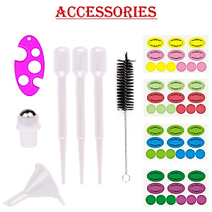 inice 24 Pack,10ml Roller Bottles for Essential Oils Cobalt Blue Glass Stainless Steel Roll On Ball Bottles for Travel