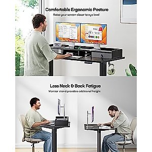 Marsail Electric Standing Desk with Dual Drawers, 55 x 24 Inches Height Adjustable Desk with Storage Shelf, Sit Stand Desk with 4 Memory Preset, 2 Storage Hooks, Stand Up Desk for Home Office, Black