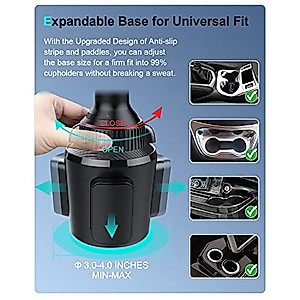 OQTIQ Magnetic Wireless Car Charger Mount for MagSafe Cup Holder Car Phone Mount Charger Adjustable Fast Charging with Cooling Fan Compatible with iPhone 14 13 12 Pro Max Mini [with QC 3.0 Adapter]