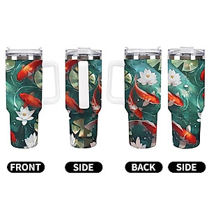 Japanese Fish Tumbler with Handle Travel Mug Water Bottle Tea Coffee Cup White-style