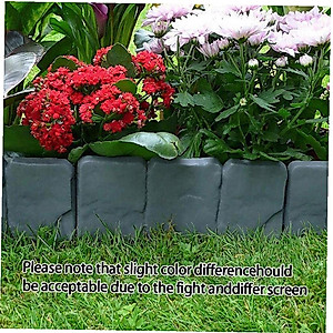 Onsinic 20pcs Lawn Stakes Garden Border Edging Stones Effect Fence Decorative Flower Bed Edging for Lawn Landscape