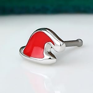 OUFER 3pcs 20G Christmas Nose Rings Pack Surgical Steel Nose Studs Bone Nose Piercing Jewelry Santa Claus Women Men Gifts