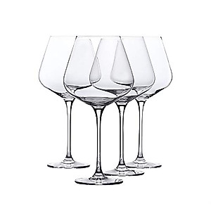WHOLE HOUSEWARES | Wine Glasses Set of 4 | Hand Blown Italian Style Crystal Clear Glass with Stem | Red Wine Glasses Lead-Free Premium glasses as gift sets (25 oz)