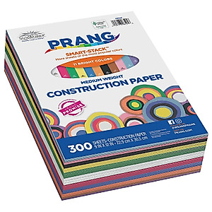 SunWorks 6525 Construction Paper Smart-Stack, 58 lbs., 9 x 12, Assorted, 300 Sheets/Pack