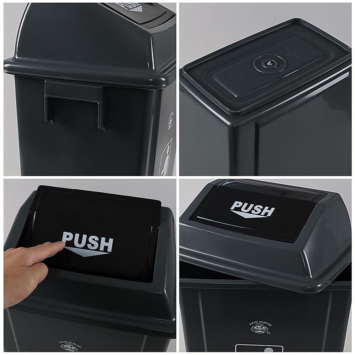 Xeabia 6 Gallon Plastic Trash Can, Plastic Garbage Can with Swing Lid, 4 Packs