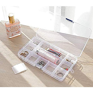 WOIWO Plastic Jewelry Box Organizer Storage Container with Adjustable Divider Removable Grid Compartment (15 Grids)