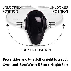Oven Door Lock Child Safety, Heat-Resistant Easy to Install, Childproof Oven Locks for Toddlers, no Screws or Drills Swivel Mechanism Rotation (Black)