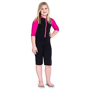 Tuga Girls Shorty 1.5mm Neoprene/Spandex Wetsuit (UPF 50+), Fuchsia, M (9/10 yrs)