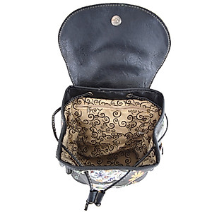 WESTERN ORIGIN Sugar Skull Day of the Dead Daypack Punk Gothic Backpack Rose Flower Fashion Women Travel Biker Purse Daypack Wallet Set (Black Set)