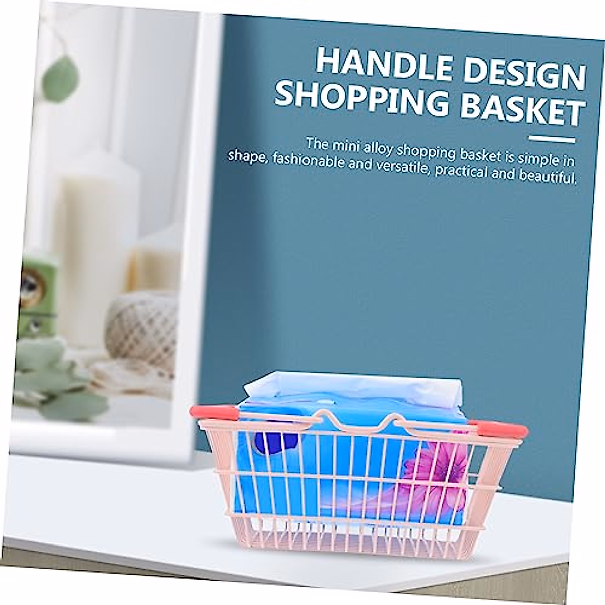 TIDTALEO Shopping Basket Hanging Basket Grocery Basket Makeup Hamper Plastic Storage Baskets Storage Baskets Pink Storage Basket Shopping Storage Basket Pretend Play Shopping Basket