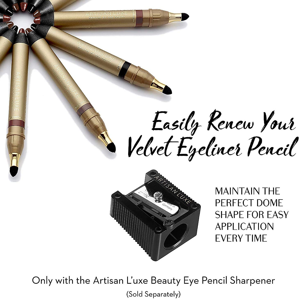 Artisan L'uxe Beauty Velvet Jumbo Eyeliner Pencil - Smokey Eyes in 3 Minutes - Water-Proof, Smudge-Proof, Long-Lasting - Age-Defying Essential Oils - Midnight (Shade: Black)