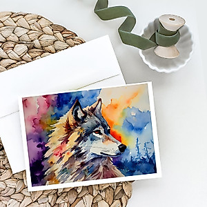 Caroline's Treasures DAC3008GCA7P Wolves Wolf Greeting Cards Pack of 8 Blank Cards with Envelopes Whimsical A7 Size 5x7 Blank Note Cards