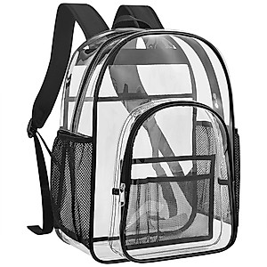 Clear Backpack Heavy Duty for School 17Inch Large Clear Bookbag for Adults Kids See Through Backpack with Wider Shoulder Straps for Concert Sport Work Games
